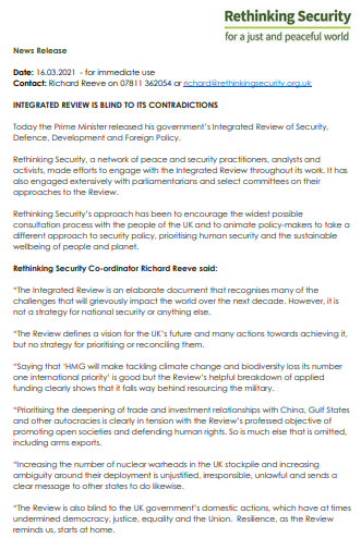 Integrated Review response (2)